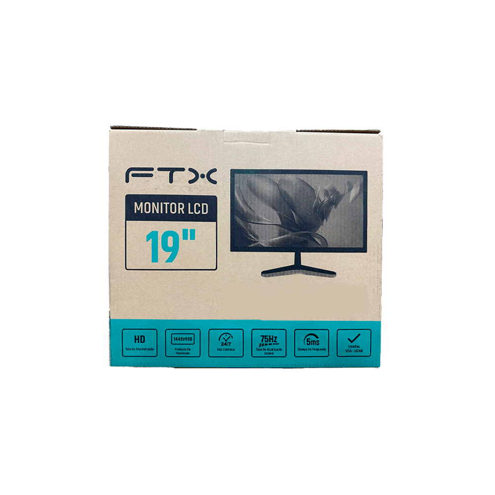 MONITOR 19" FTX M19VHDBZL HD VGA/HDMI/75HZ/5MS/BIVOLT C/BISEL