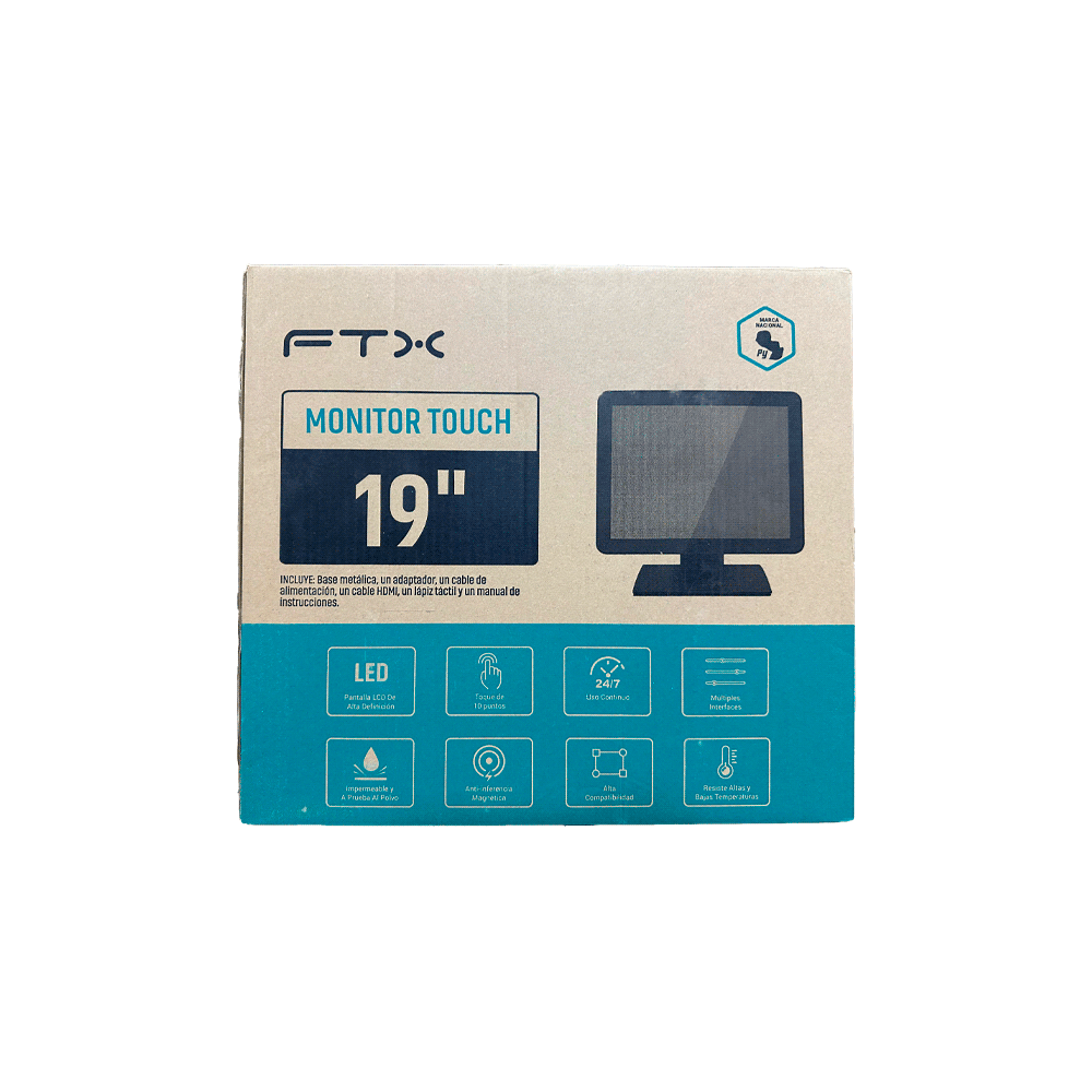 MONITOR TOUCH FTX 19" CAPACITIVE MT19V2 VGA/HDMI/USB/1JACK CON BI